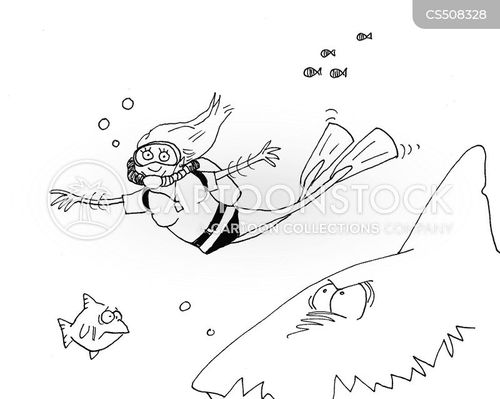 Shark Diving Cartoons and Comics - funny pictures from CartoonStock