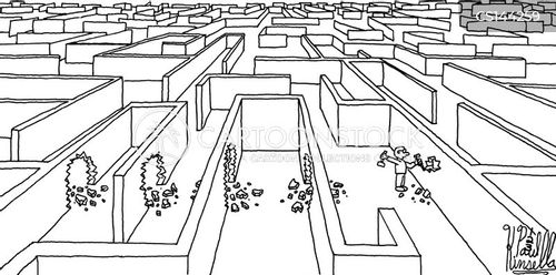 Cartoons und Karikaturen mit Labyrinth