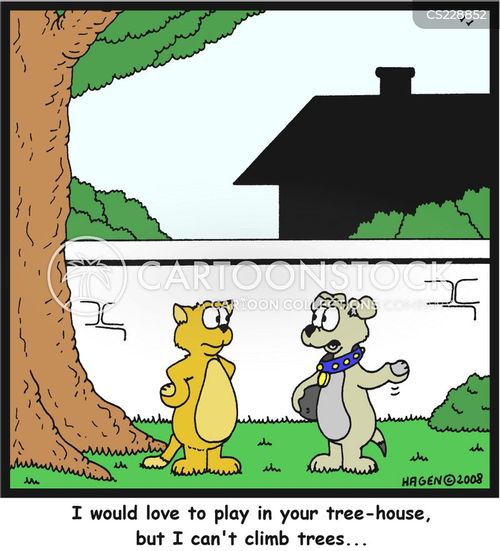Cartoon Of Animals Told To Climb A Tree