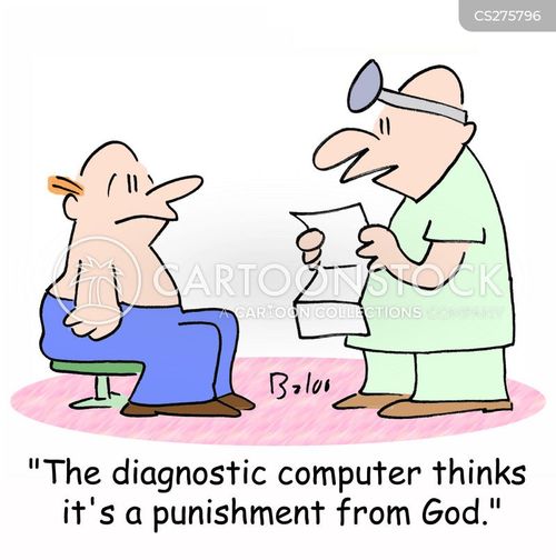 Cartoons und Karikaturen mit Diagnostisch