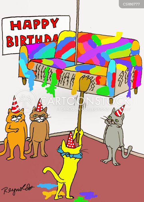 Cat Birthday Party Cartoons and Comics - funny pictures from CartoonStock