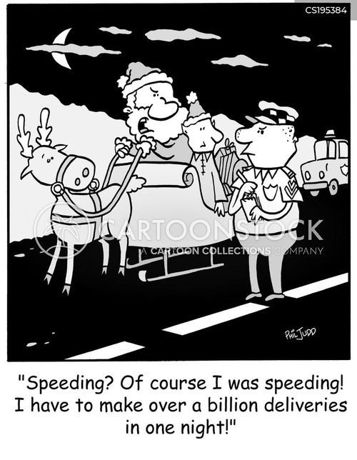 Speeding Santa Cartoons and Comics - funny pictures from CartoonStock