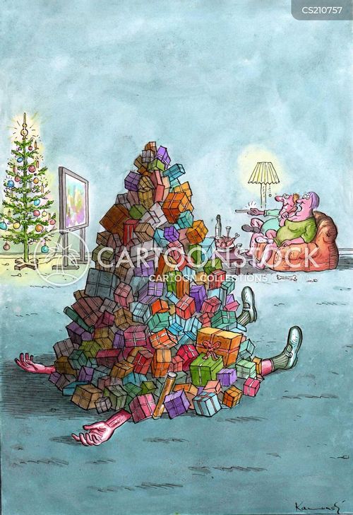 Presents Falling Cartoons and Comics - funny pictures from CartoonStock