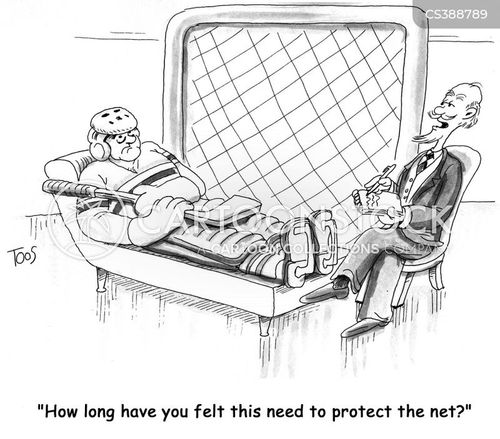 Hockey Goalie In Net Cartoon