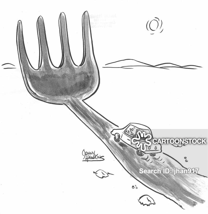 Cartoons und Karikaturen mit Gabel