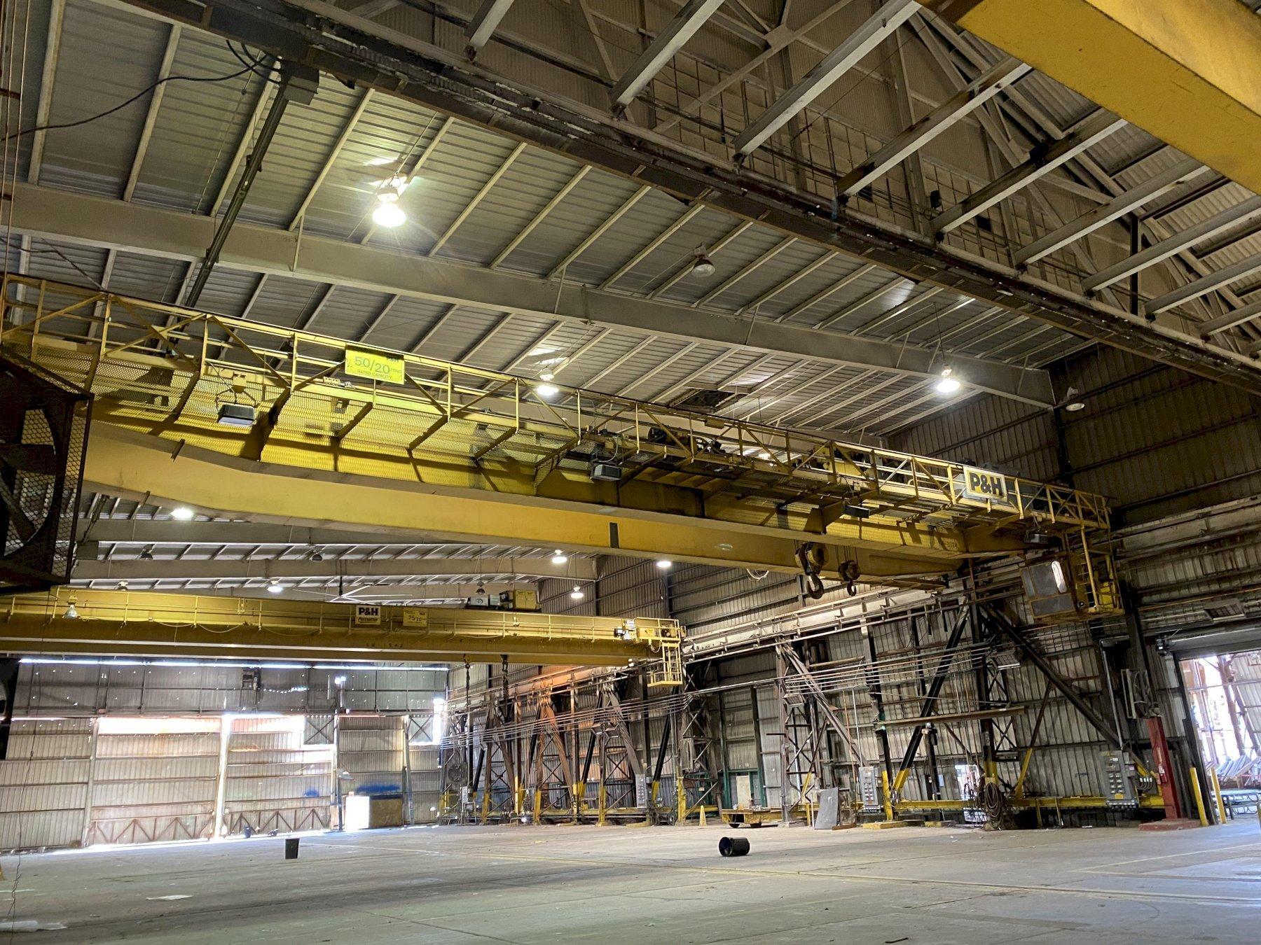 50 TON X 103’6″ P&H OVERHEAD BRIDGE CRANE WITH 20 TON AUXILLARY. STOCK ...