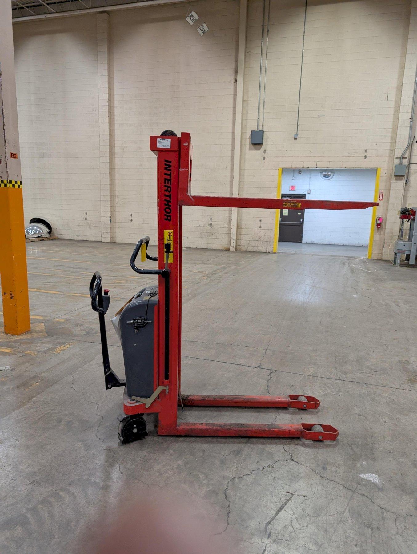 Interthor Powered Lift Pallet Stacker – 2,200 lb, Raises Pallets up to ...