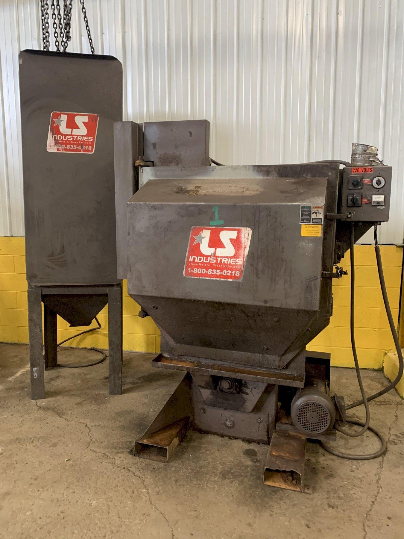 36″ LS INDUSTRIES ROTARY BARREL BLAST MACHINE WITH DUST COLLECTOR ...