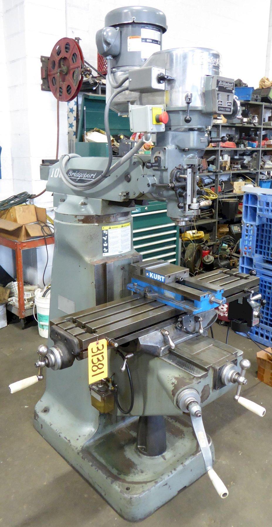 Bridgeport Vertical Mill Series I, 9″ x 42″ P.F. Tbl., DRO, 2 HP, Clean ...