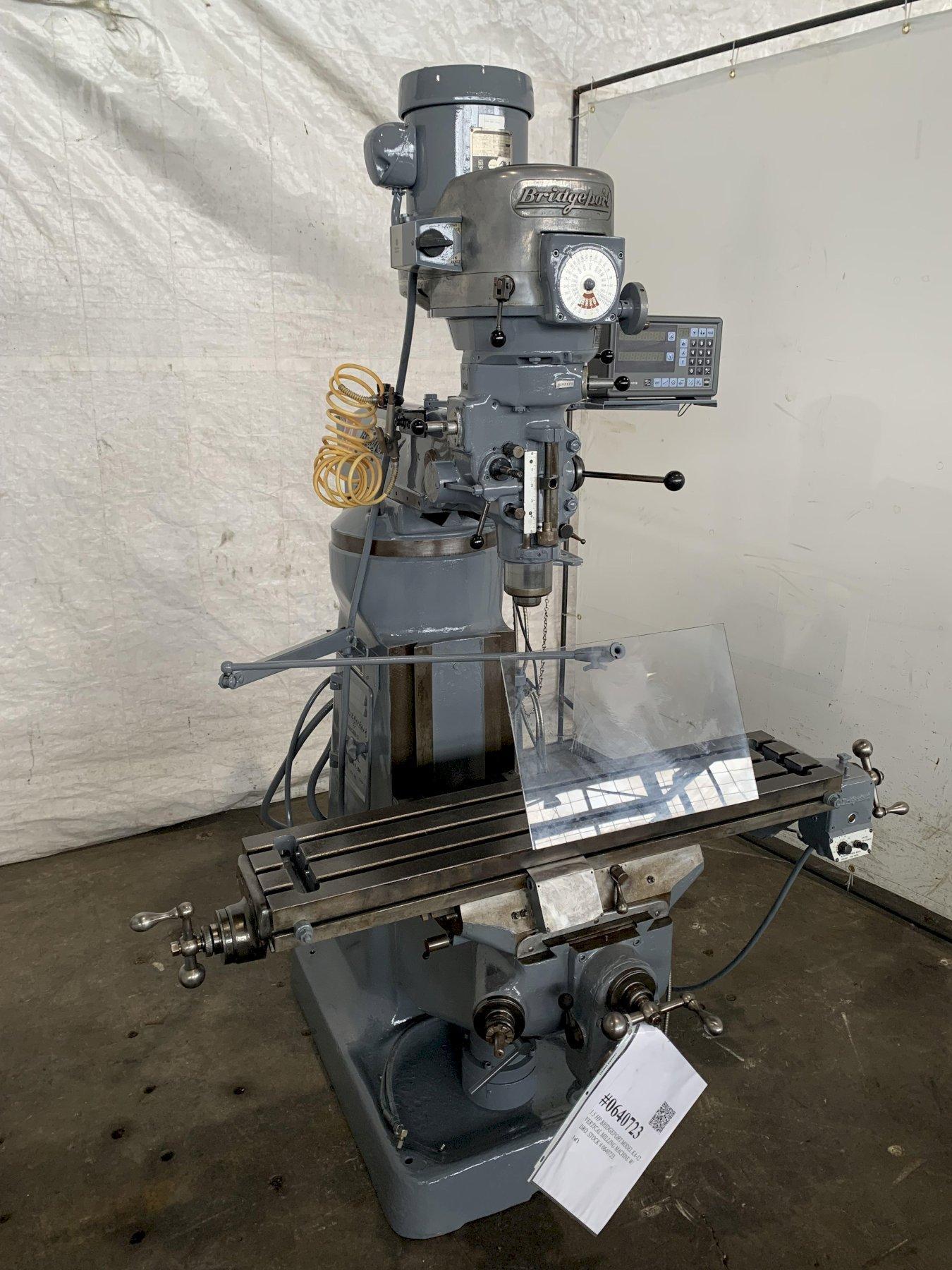 1.5 HP BRIDGEPORT MODEL KA-12 VERTICAL MILLING MACHINE W/ DRO. STOCK ...