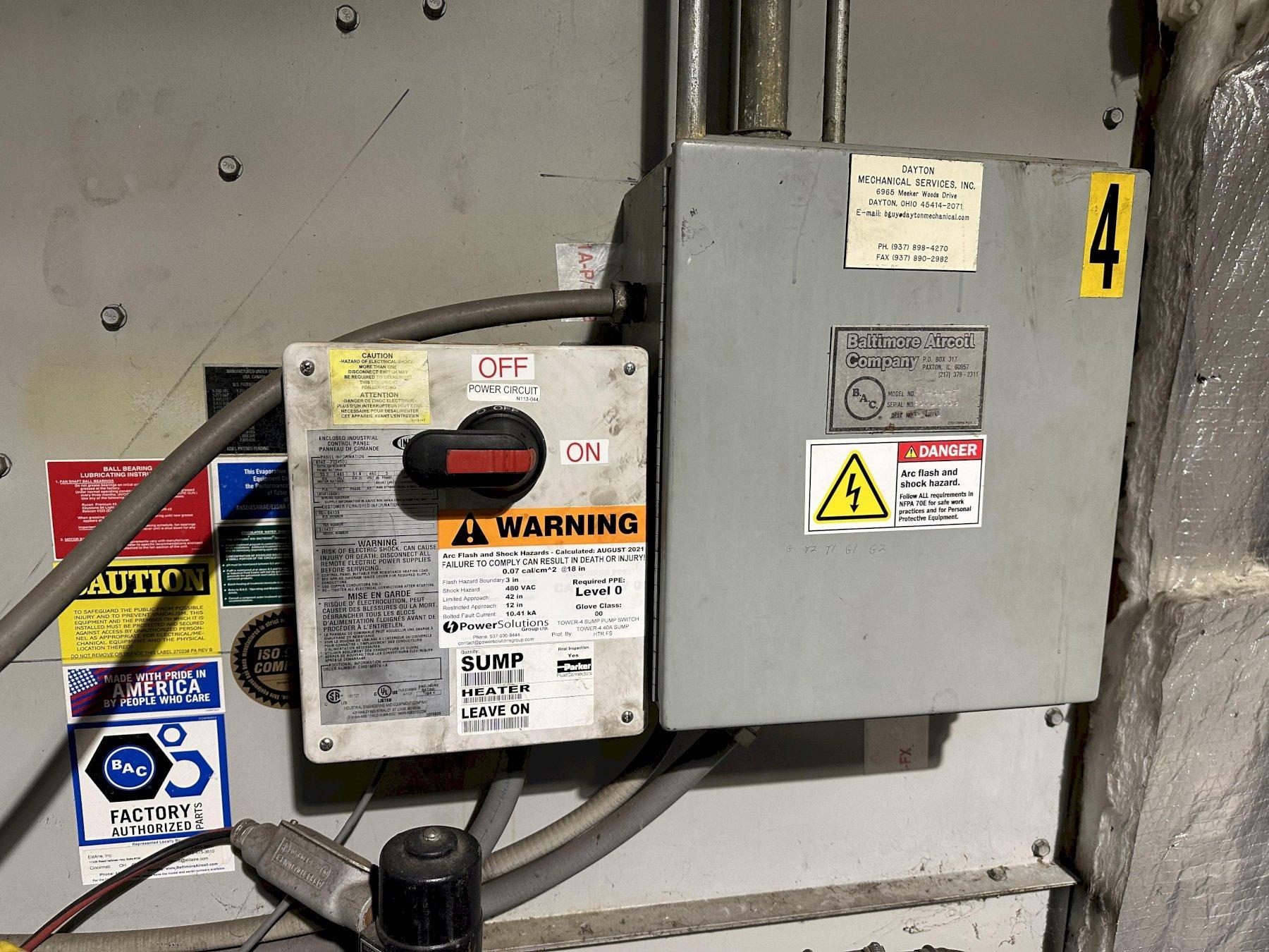 255 TONS X 40 HP BALTIMORE AIRCOIL (BAC) MODEL #F1463-P CLOSED CIRCUIT ...