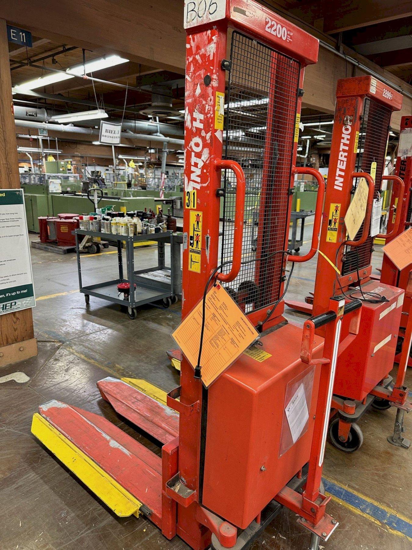 Interthor Powered Lift Pallet Stacker – 2,200 lb, Raises Pallets up to ...