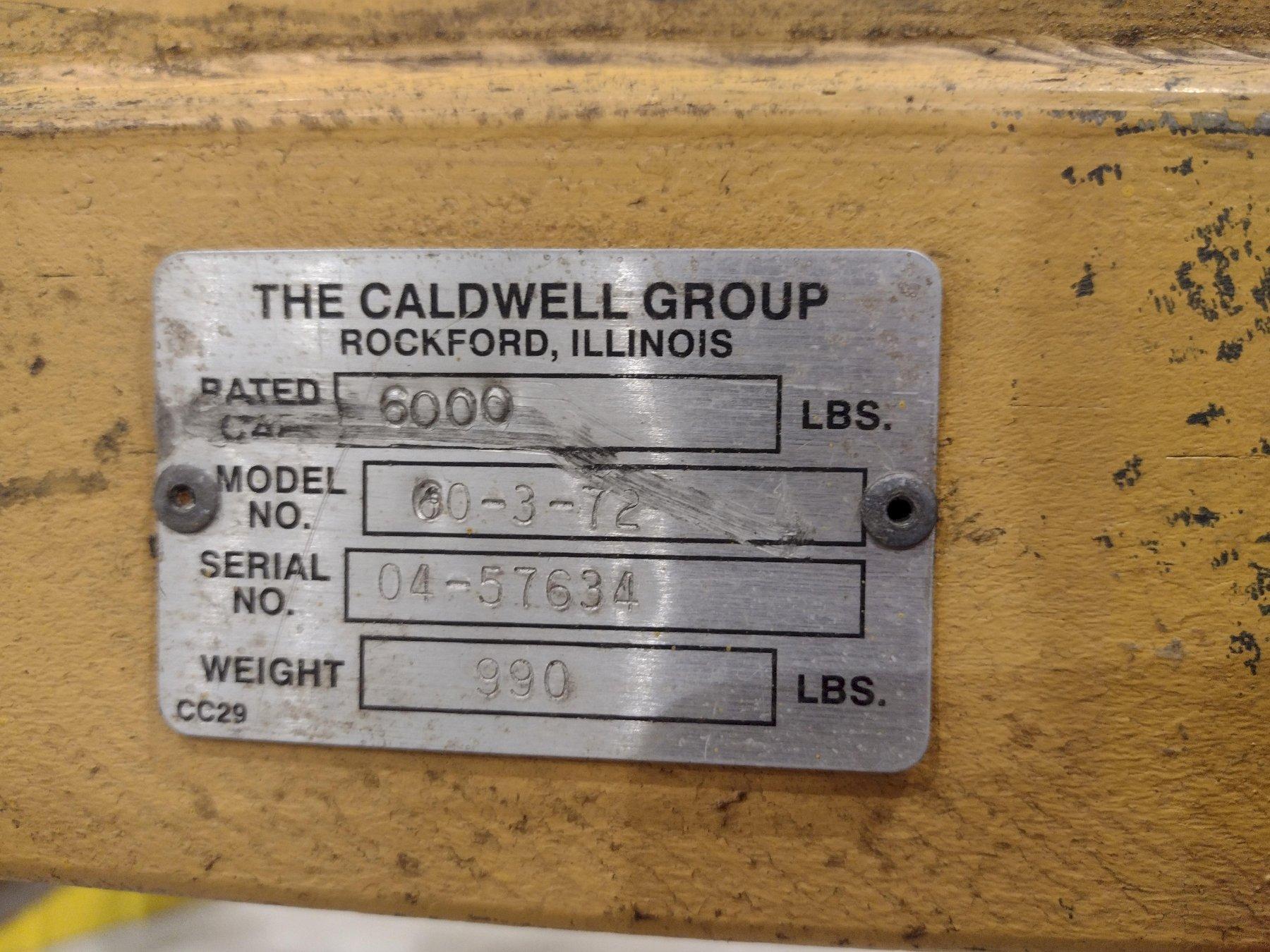 6000 LBS CALDWELL MODEL #60-3-72 ADJUSTABLE PLATE / SHEET LIFTER: STOCK ...