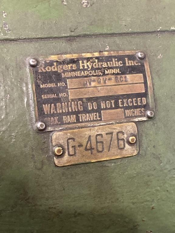 400 TON RODGERS MODEL 1F400-D16 HORIZONTAL INCLINED HYDRAULIC WHEEL ...