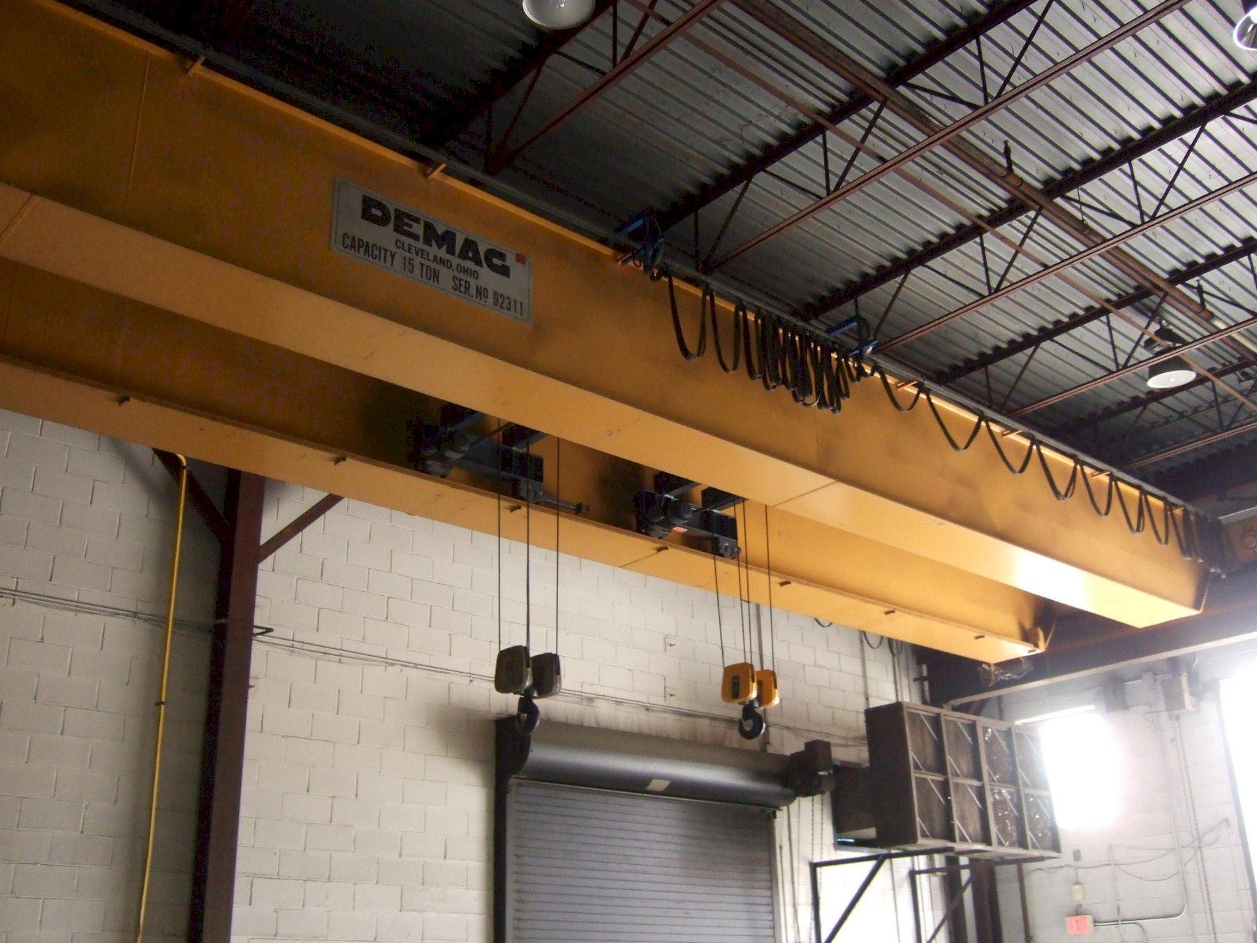 15 TON X 56′ DEMAG DUAL TROLLEY (7.5 TON X 2) DUAL GIRDER OVERHEAD ...