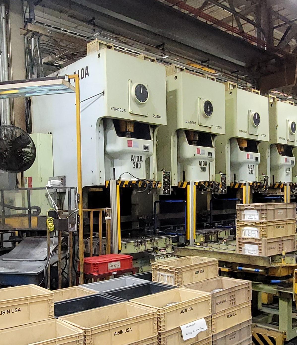 (3) 200 TON AIDA PRESS LINE, W/ STOCK FEEDER & TRANSFER SYSTEM: STOCK ...