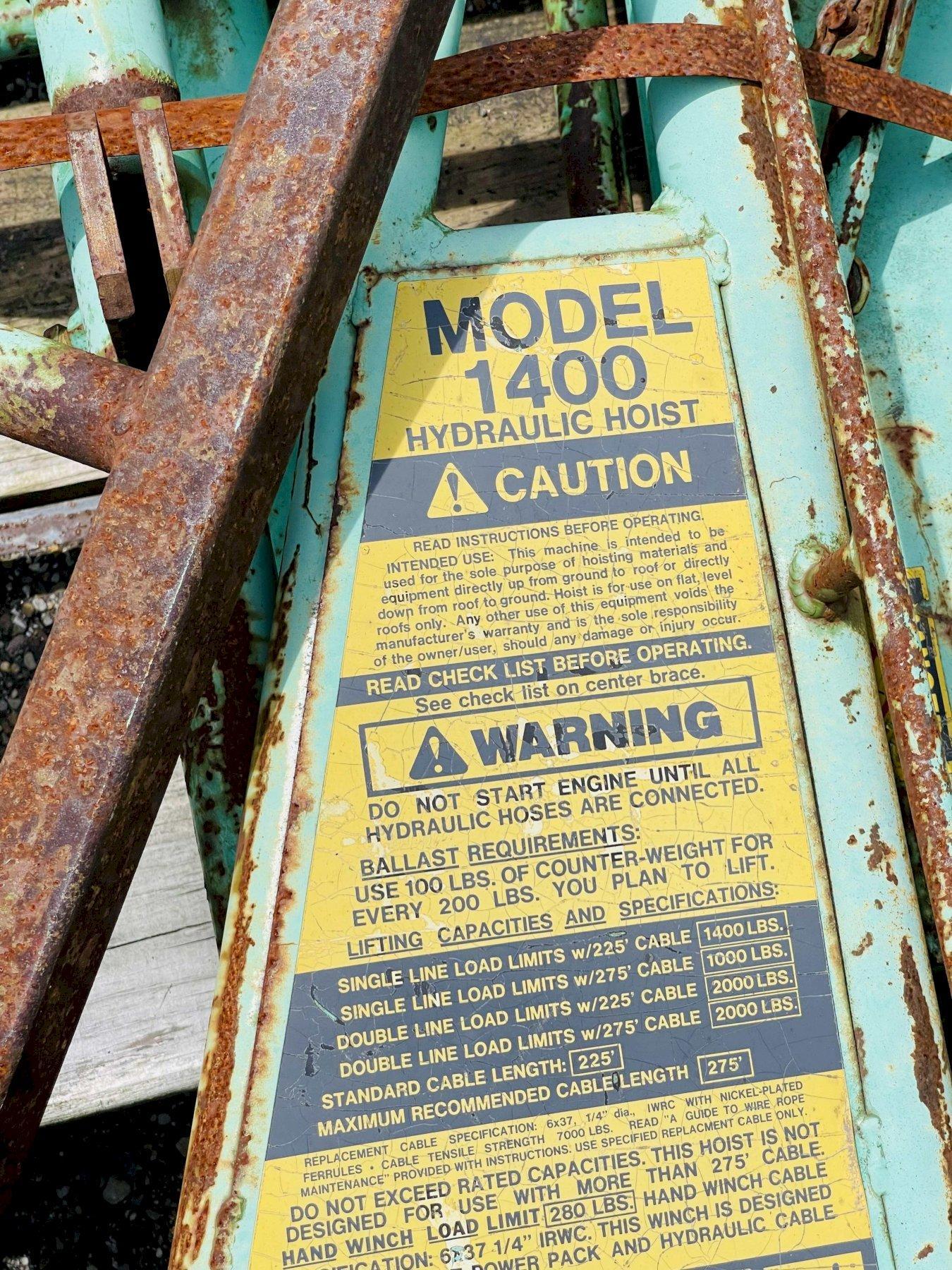 Garlock Model 1400 Hydraulic Swing Hoist | Portage Packaging Systems, INC.