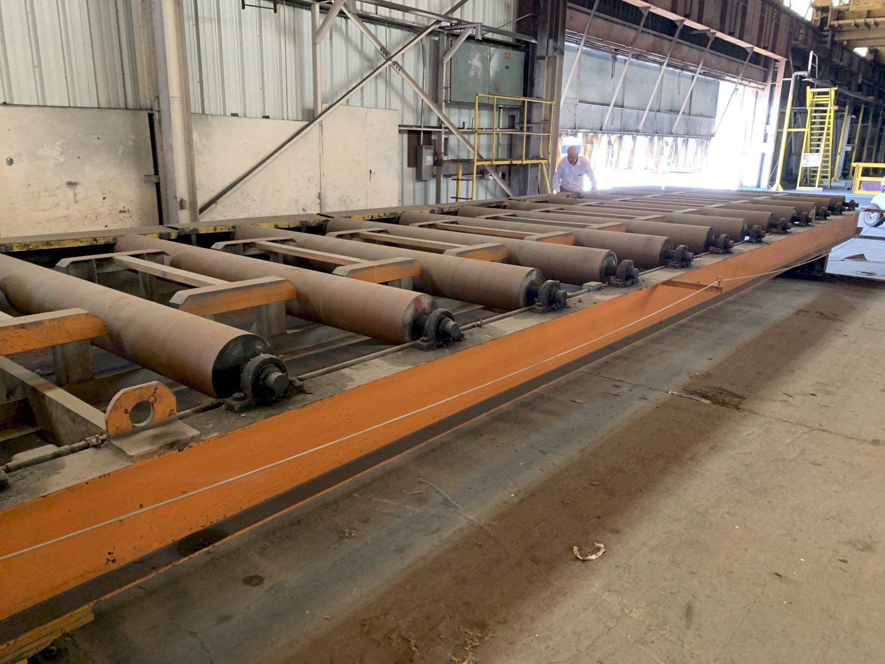 120″ WIDE X 50′ LONG HEAVY DUTY POWERED PLATE ROLLER CONVEYOR WITH ...