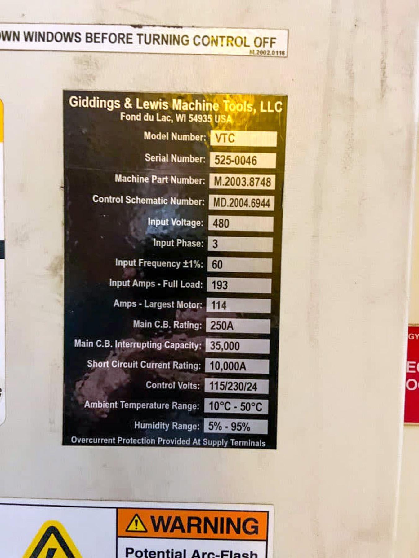 USED, MAG GIDDINGS & LEWIS VTC 2000 ADJUSTABLE RAIL CNC VERTICAL ...