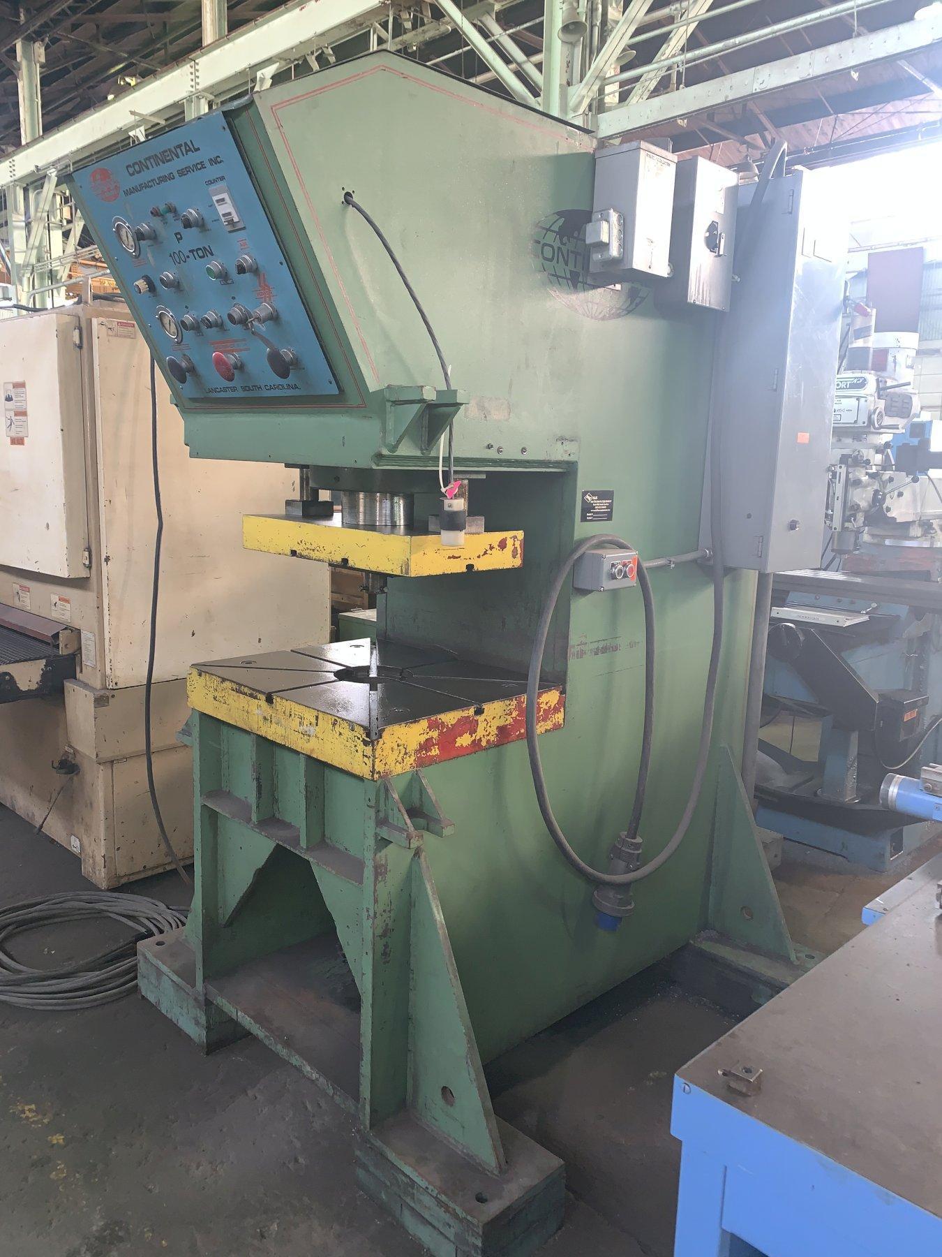100 TON CONTINENTAL MANUFACTURING SERVICES INC C-FRAME HYDRAULIC PRESS ...