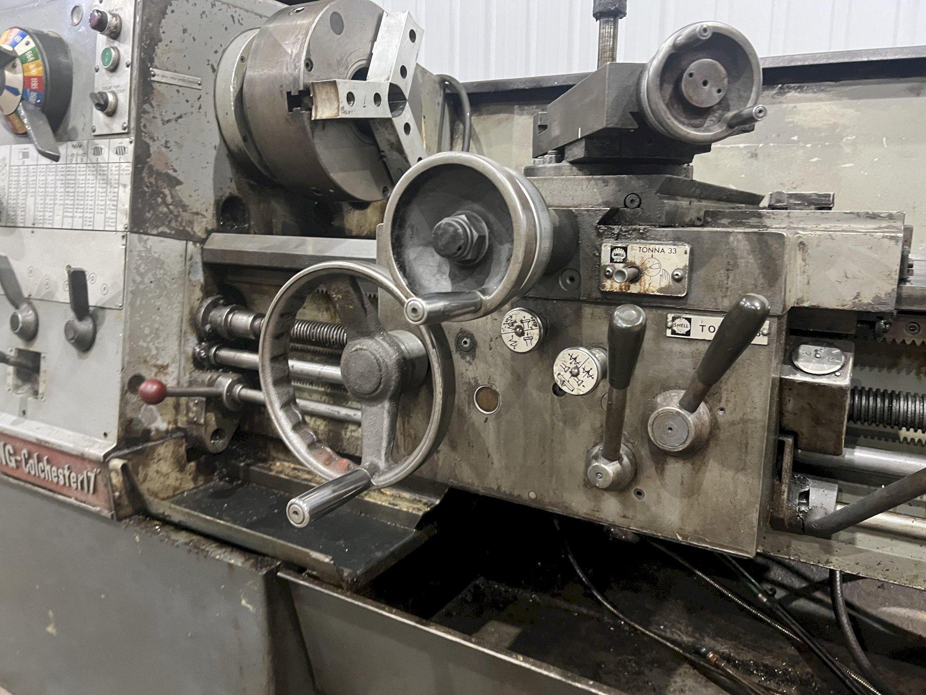 17″ X 80″ CLAUSING COLCHESTER MODEL #17 ENGINE LATHE, 3″ HOLE: STOCK #19820