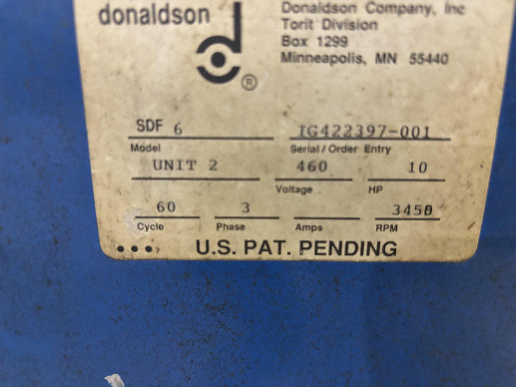 2000 CFM TORIT DONALDSON MODEL #SDF6 DOWNFLO DUST COLLECTOR: STOCK #21974