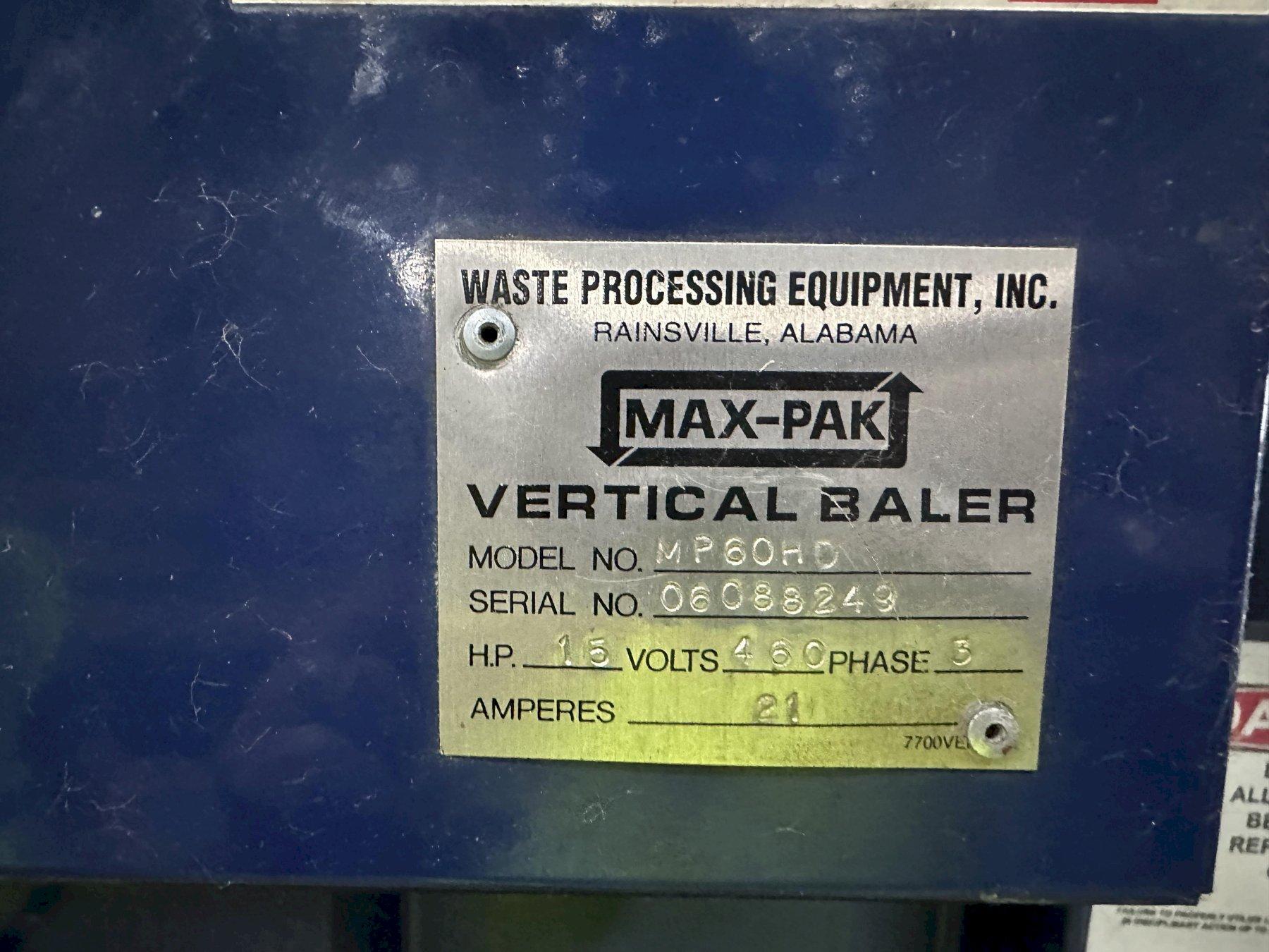 MAX PAK MP60 HD VERTICAL HYDRAULIC BALER: STOCK #22113