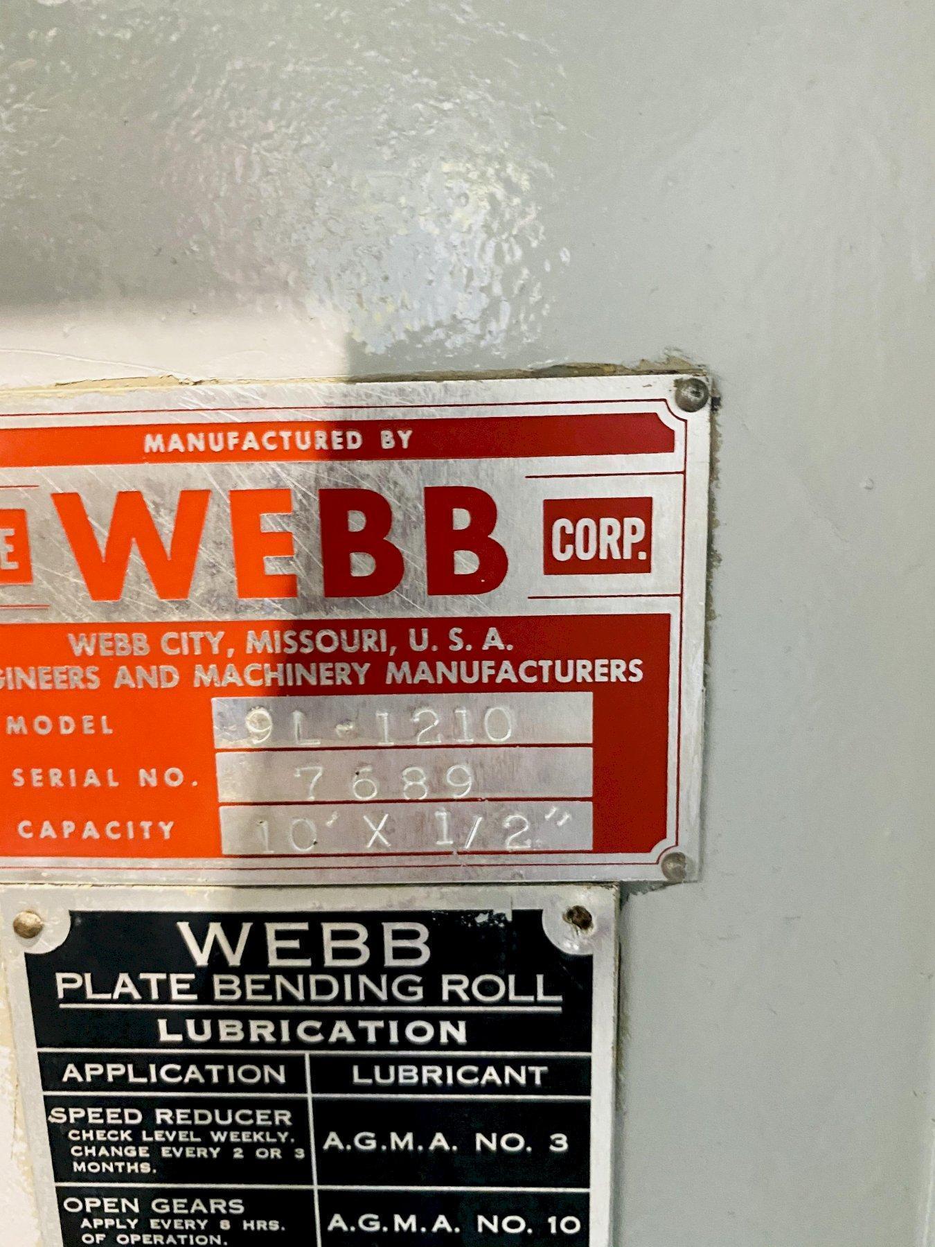 10′ X 1/2″ WEBB MODEL #9L-1210 3 ROLL INITIAL PINCH PLATE ROLL: STOCK ...