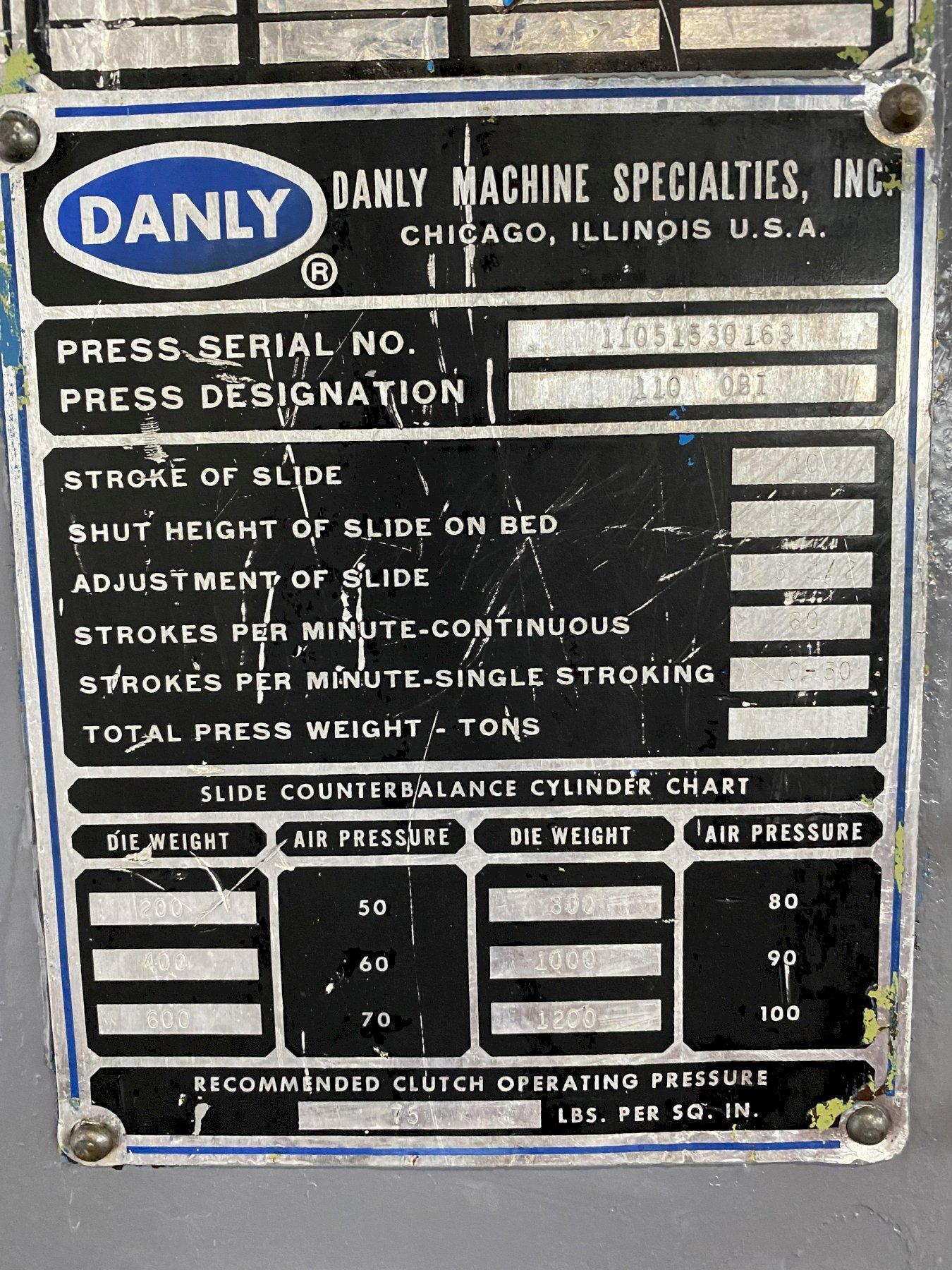 110 Ton Danly G-110 OBI Press | G-2000 Inc.