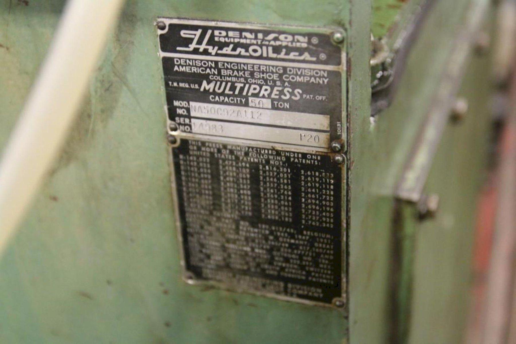 50 TON DENISON NA50C92 C-FRAME HYDRAULIC PRESS. STOCK #0256324 | G-2000 ...