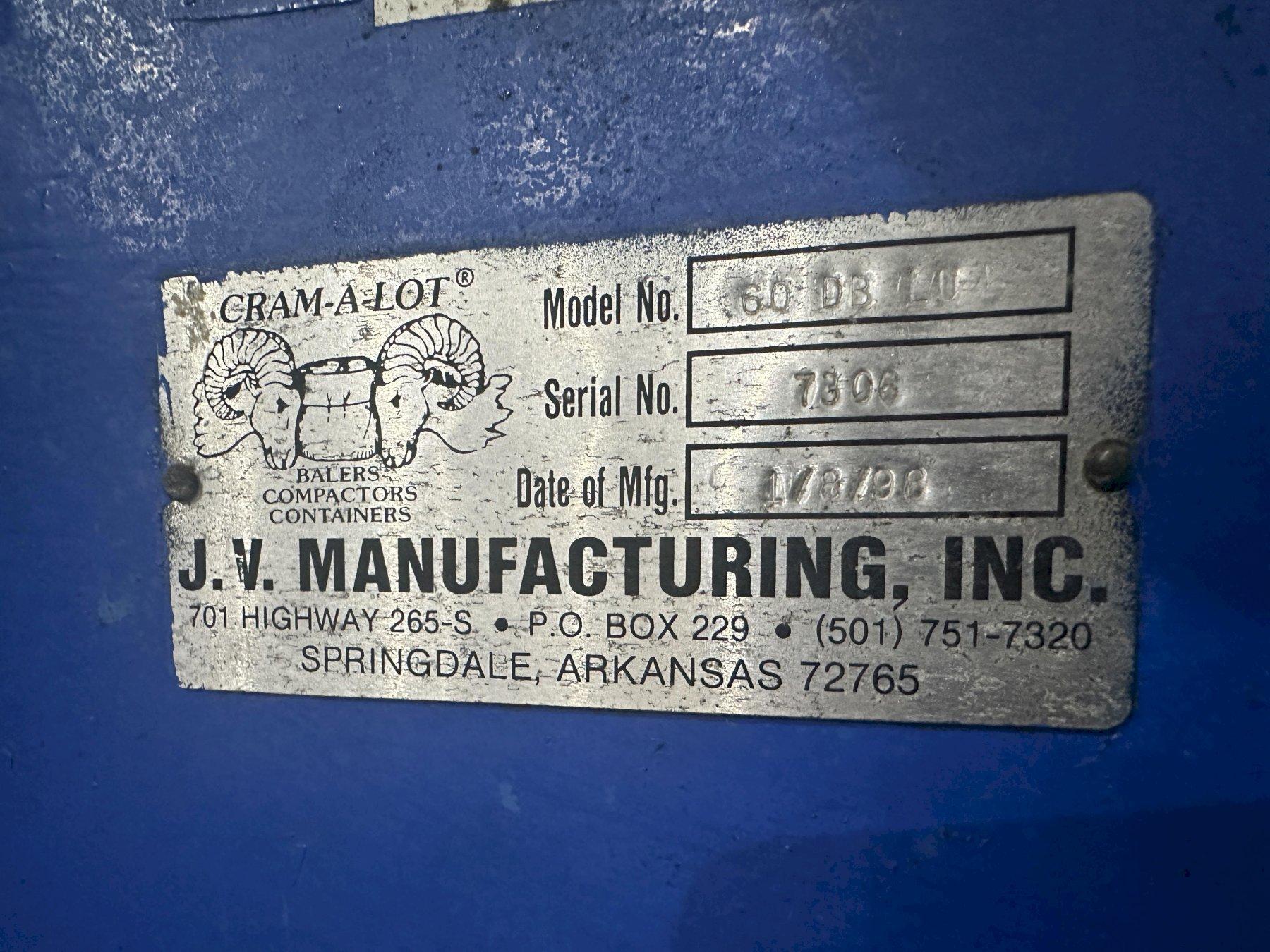 1998 CRAM-A-LOT MODEL 60-DB-LU VERTICAL CARDBOARD BALER: STOCK #22058