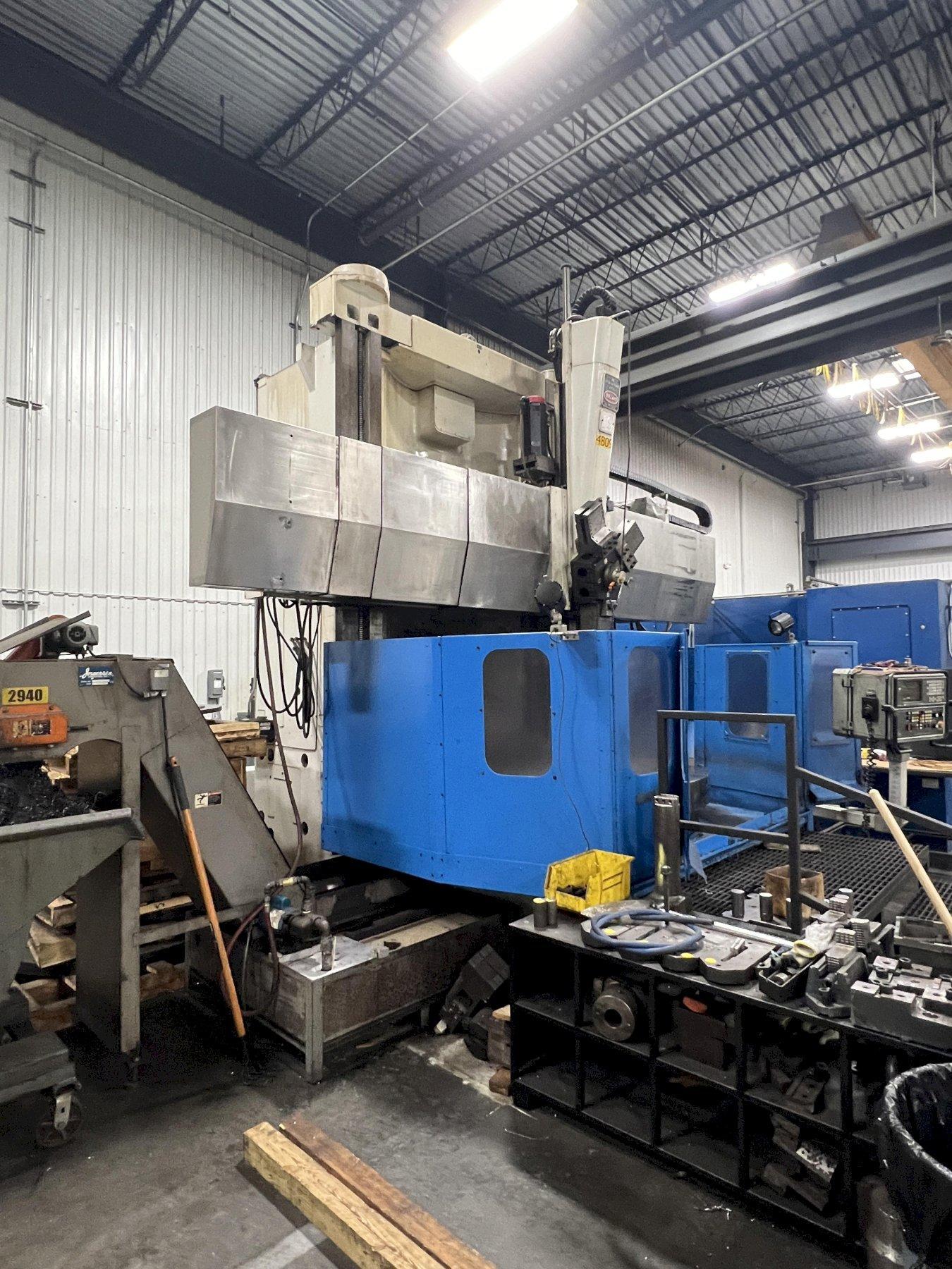 76″ BULLARD CNC VERTICAL BORING MILL WITH FANUC 18-T CONTROL AND FOUR ...