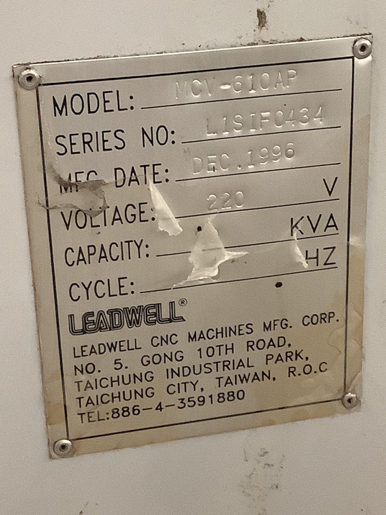 LEADWELL MILL MCV-610AP CNC MACHINE: STOCK #19425