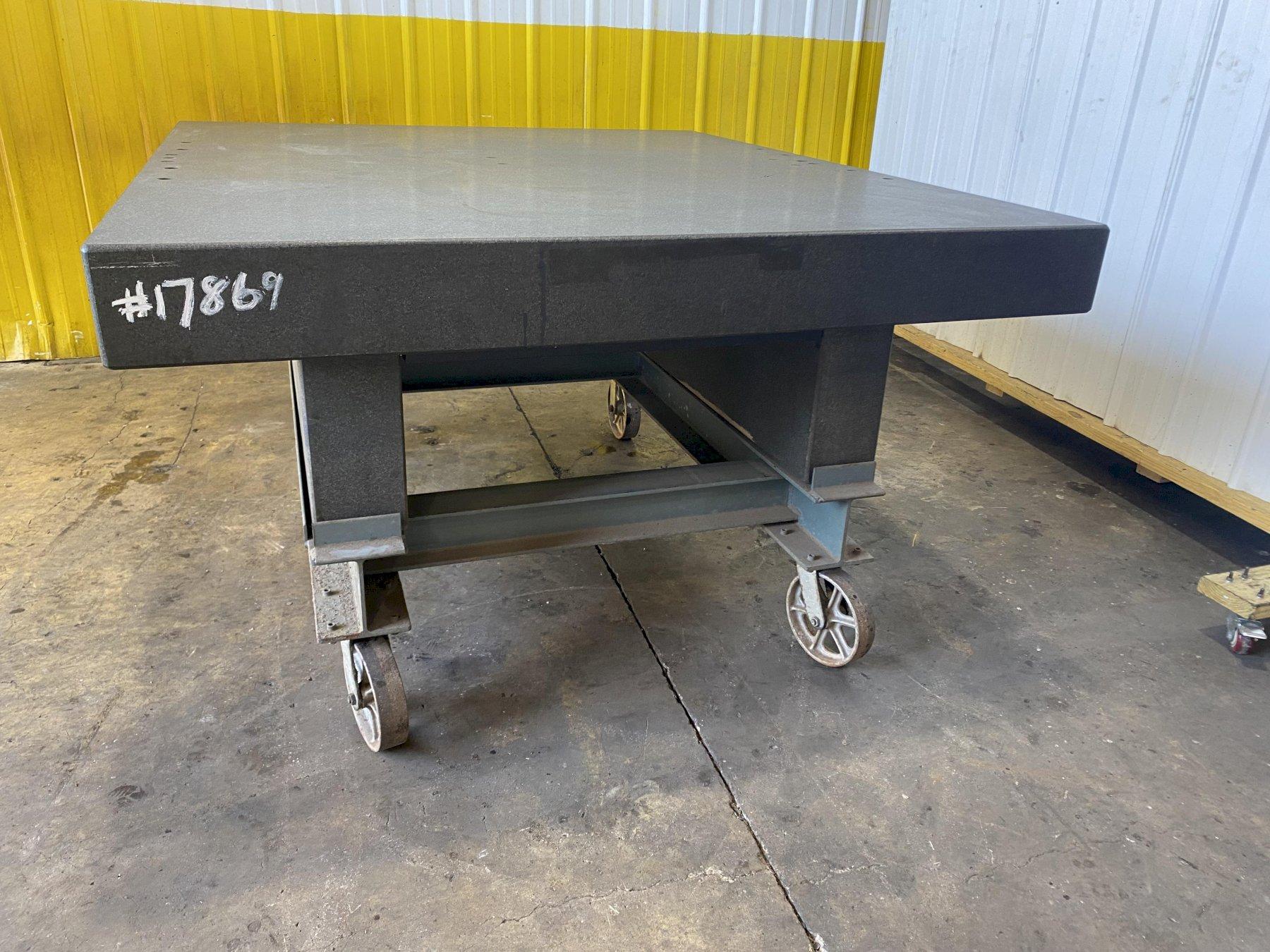60″ X 72″ EXCELLON GRANITE LAYOUT TABLE ON CASTERS: STOCK #17869