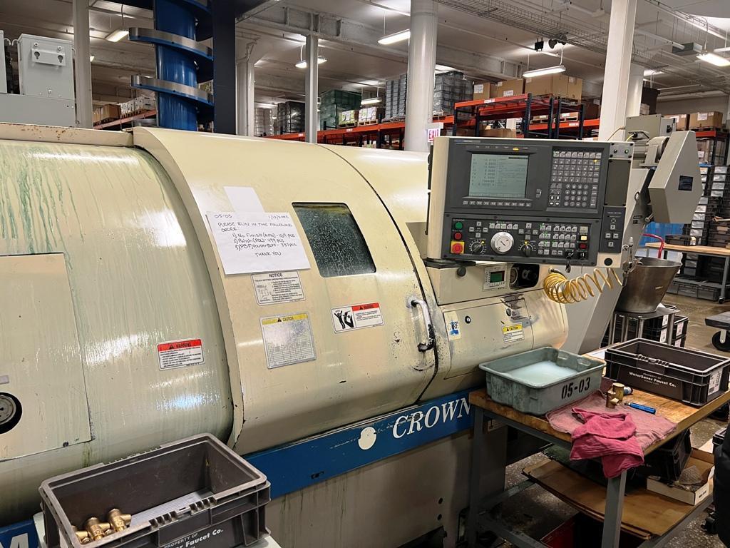 OKUMA CROWN MODEL 762S-BB BIG BORE CNC LATHE | Blumberg Machinery Co.