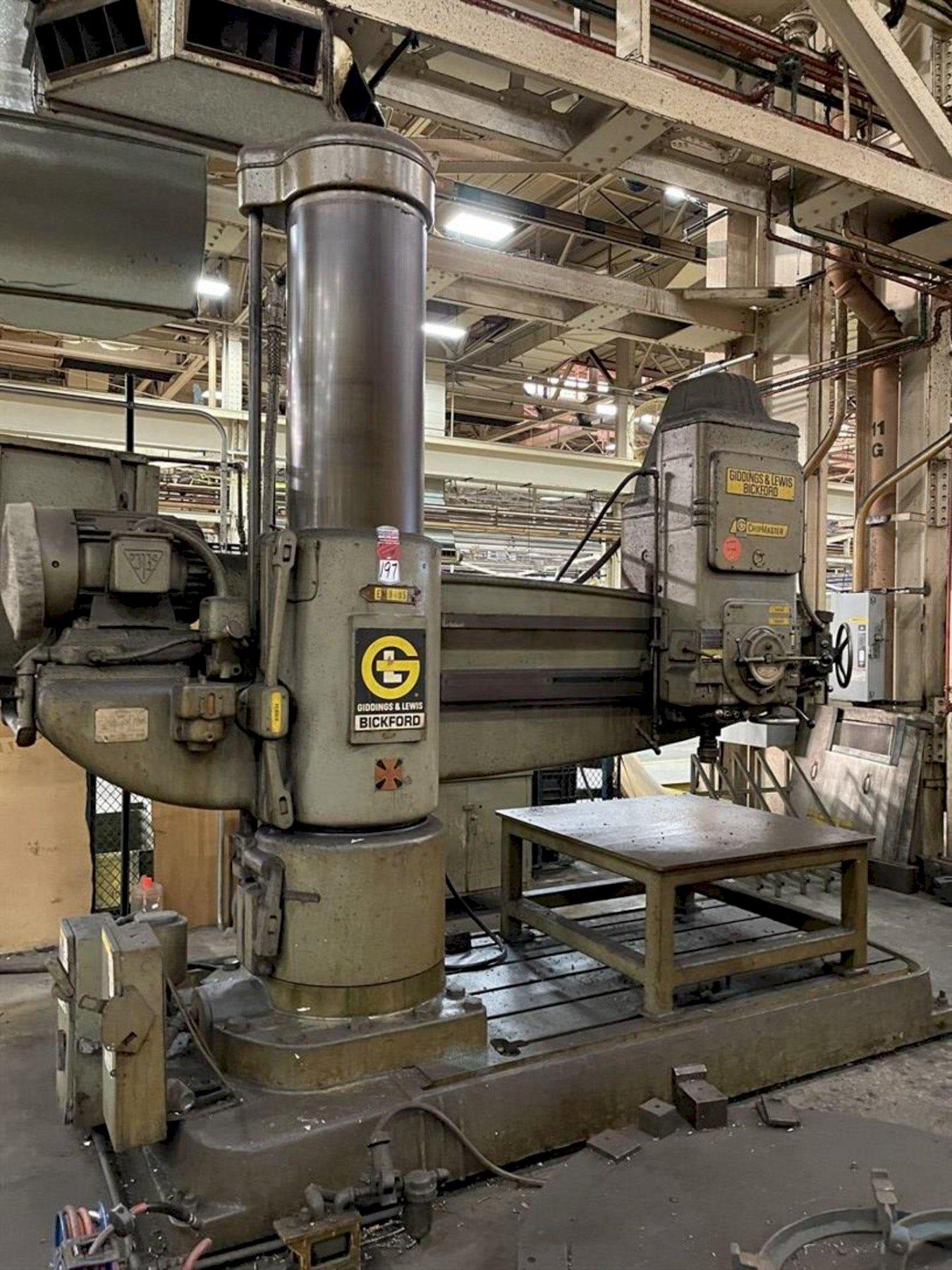 7′ X 19″ GIDDINGS & LEWIS BICKFORD CHIPMASTER RADIAL ARM DRILL. STOCK ...