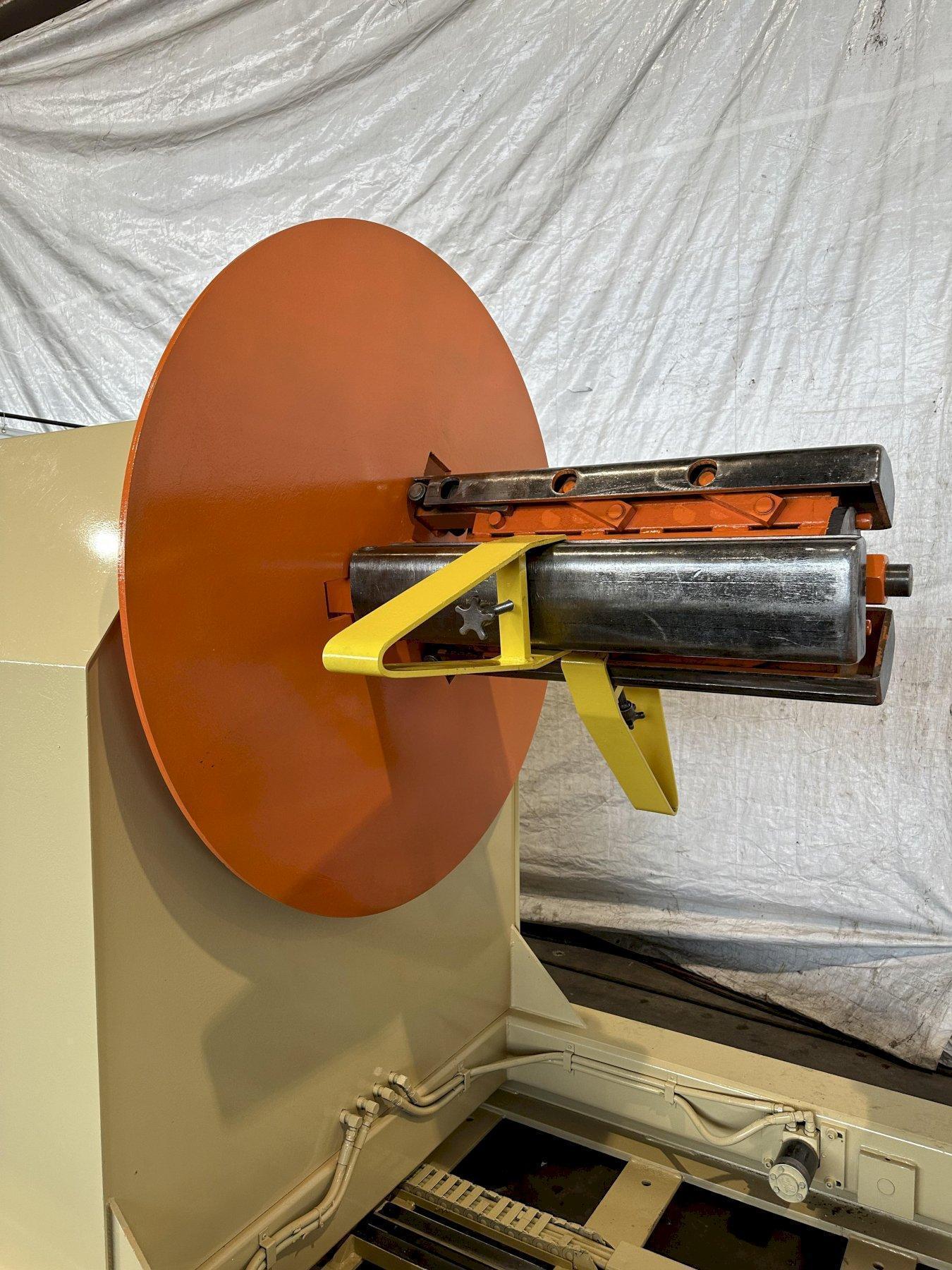 15000 LB X 24″ COE MOTORIZED POWER COIL REEL UNCOILER WITH COIL CAR ...