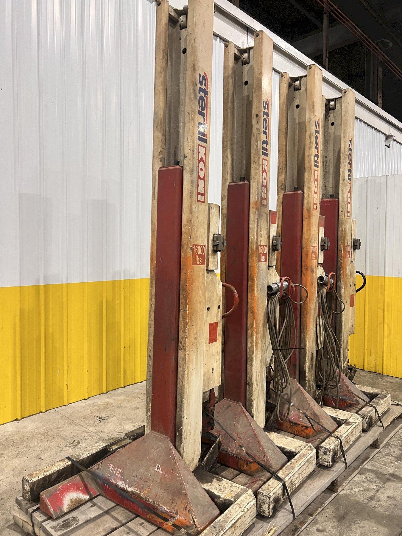 (4) 16,000 LBS STERTIL-KONI MODEL ST-1072 HEAVY DUTY MOBILE COLUMN LIFT ...