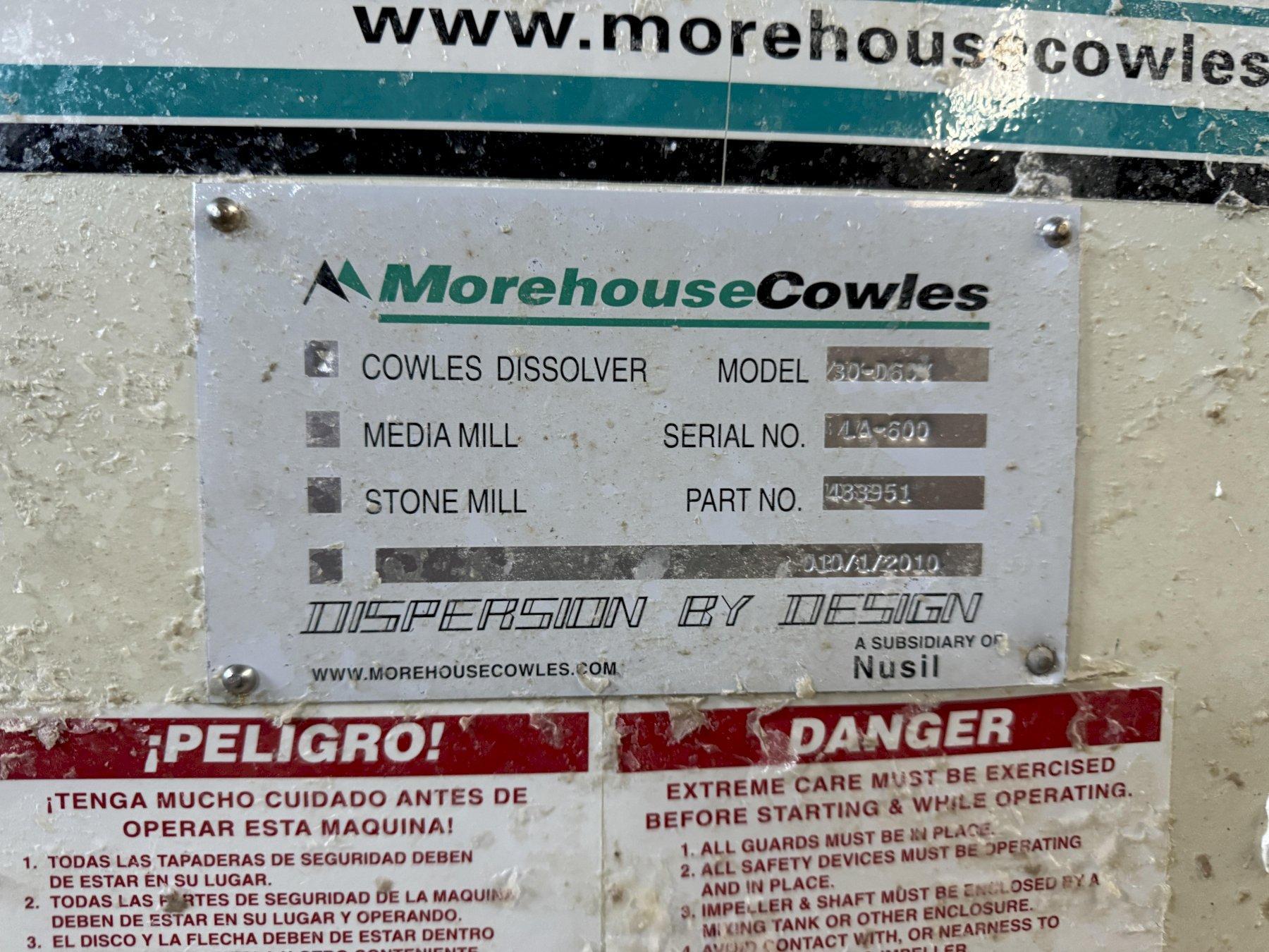 Morehouse Cowles 30-D60 Mixer Dissolver, Serial LA-600, 6’w x 60″ h SS