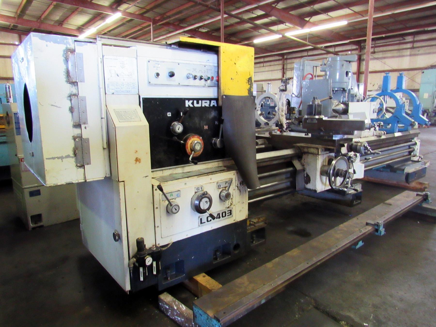 USED, 32″ X 118″ KURAKI MODEL LC-403 30 HOLLOW SPINDLE LATHE WITH 12.5 ...