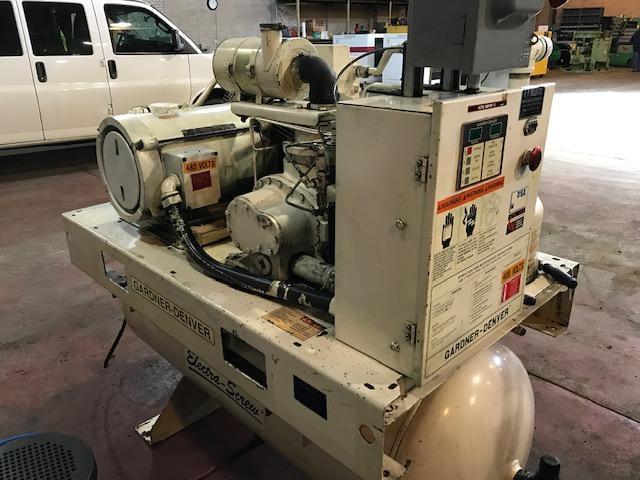 25 Hp Gardner-Denver Tank mount Rotary Screw air compressor - FP Miller