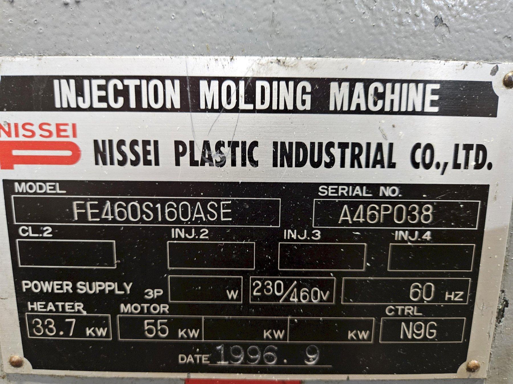 Nissei Used FE460-160A Injection Molding Machine, 500 Ton, 63.84 oz ...