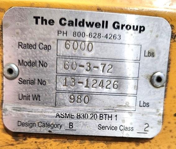 6000 Lb. Caldwell Sheet Lifter 60-3-72, 16″ – 72″ Width | C.W. Wood ...