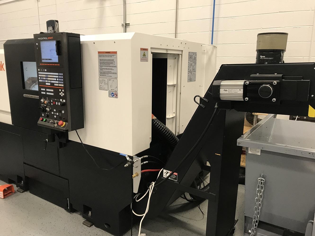 Mazak QTU-250 CNC Lathe, SMART Control, 10″ Chuck, 23.6″ Centers, 20 HP ...