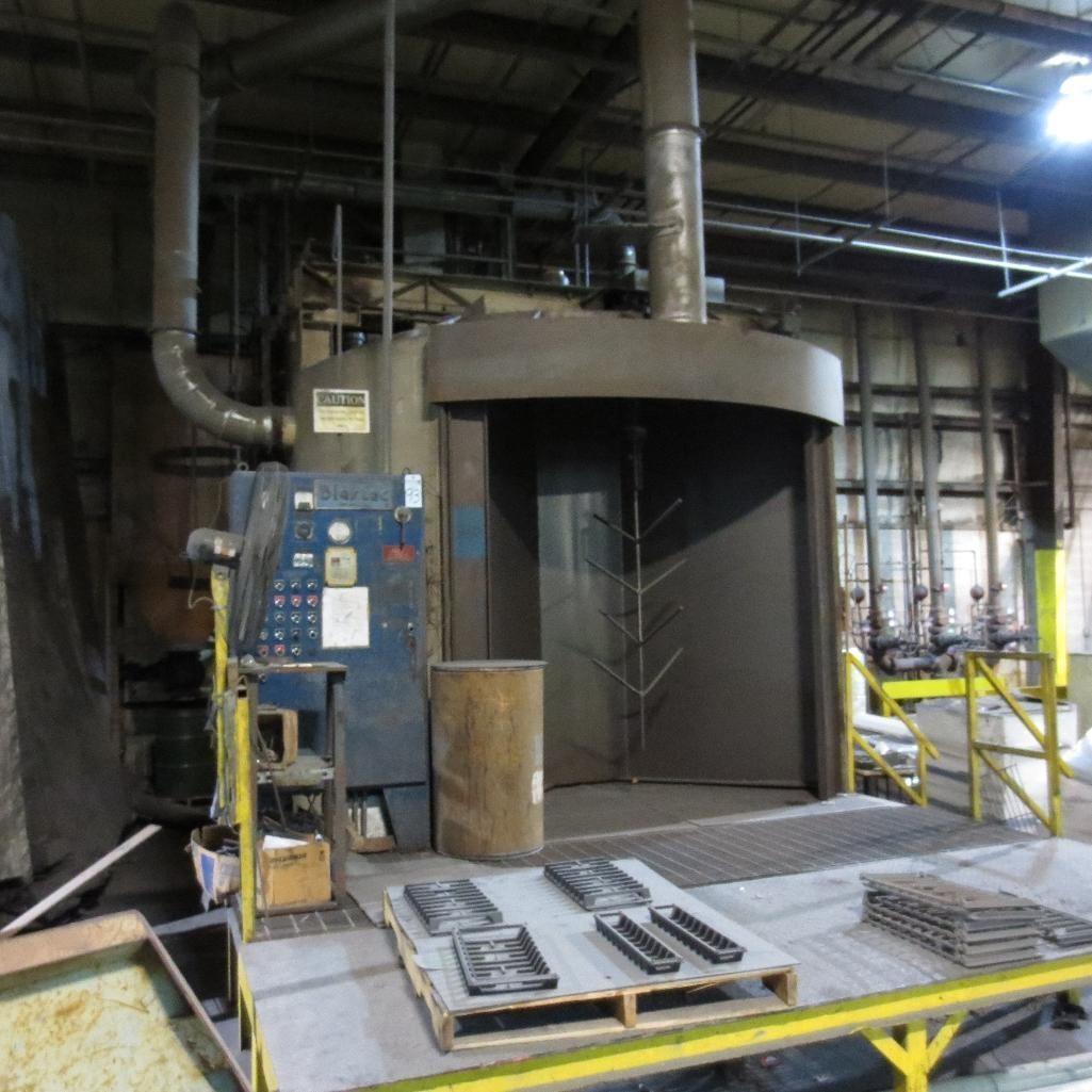 4 COMPARTMENT X 25 HP BLASTEC MODEL SB-9412 SPINNER HANGER SHOT BLAST ...