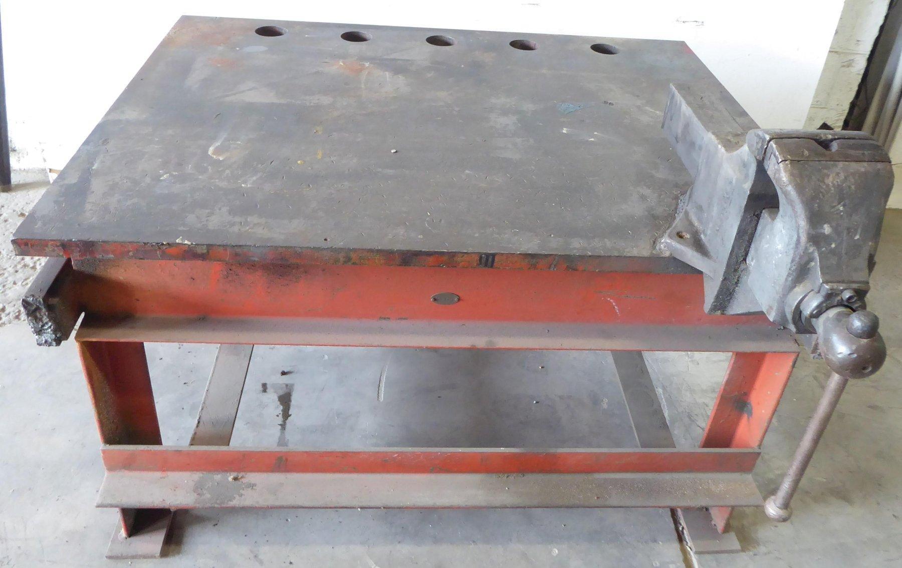 Heavy Duty Steel Welding Table, 38″ x 50″ Top, w/Parker Vise | C.W ...