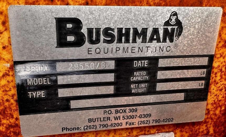107,500 LBS (53 TON) BUSHMAN MODEL #MT420 MAGNETIC SHEET LIFTING BEAM ...