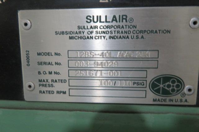 Sullair Used 40hp Compressor, Model 12BS-40L ACAC241 Rotary Screw Air ...