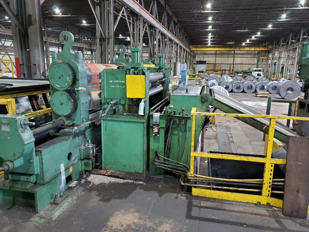 50″ x .250″ x 40,000# Loopco/Stamco Slitting Line with 2 Slitting Heads ...