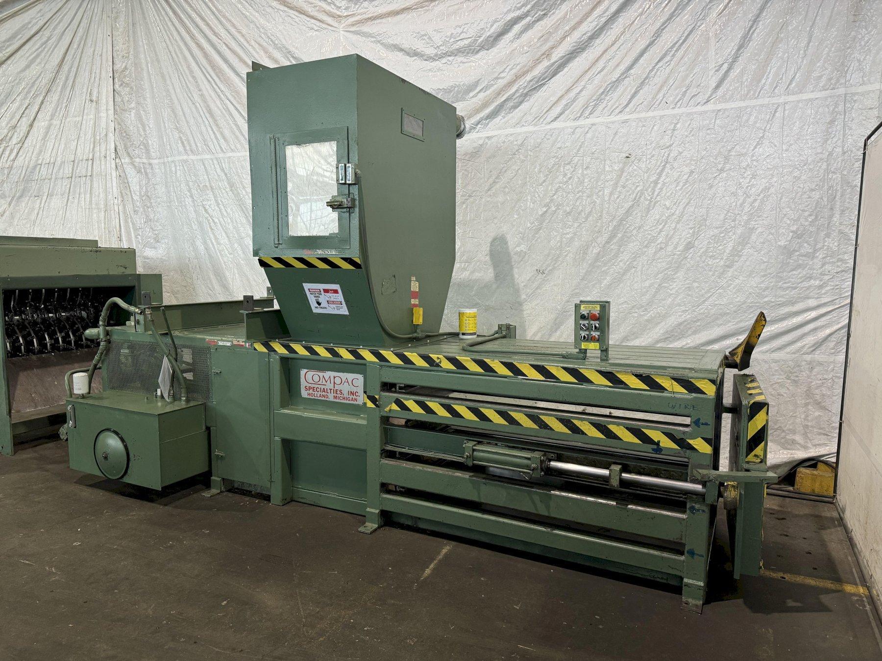 72″ X 36″ X 36″ COMPAC SPECIALTIES HYDRAULIC COMPRESSION BALER WITH ...